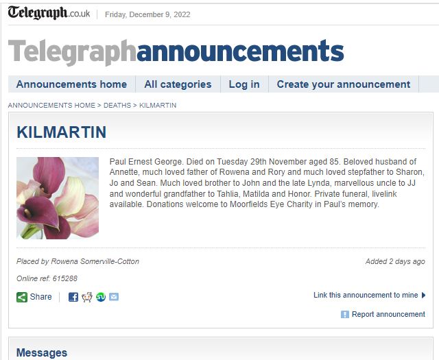 Paul Kilmartin (OB 1948-1956) - Old Bancroftians